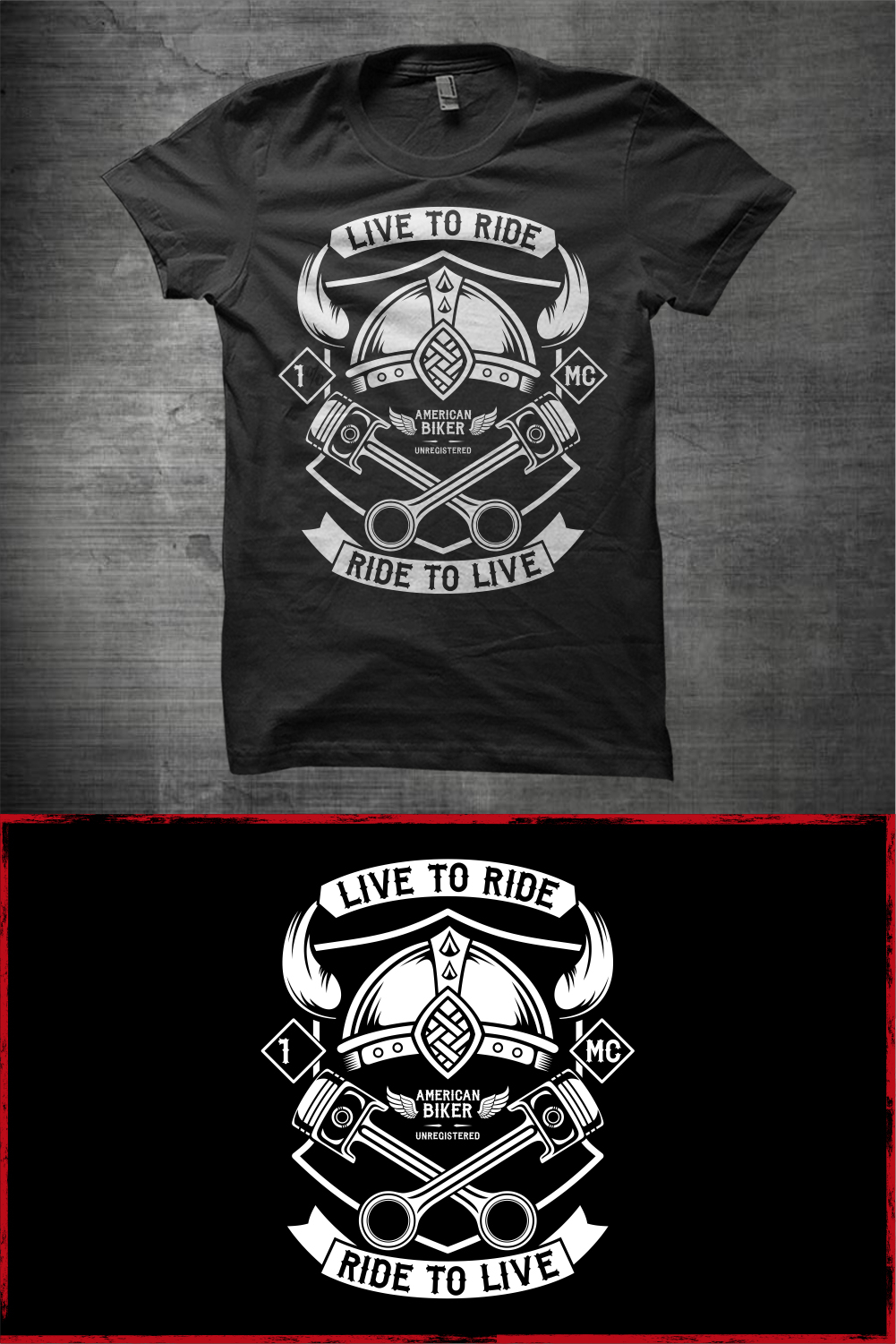 Live To Ride Ride To Live - Black and White - American Biker