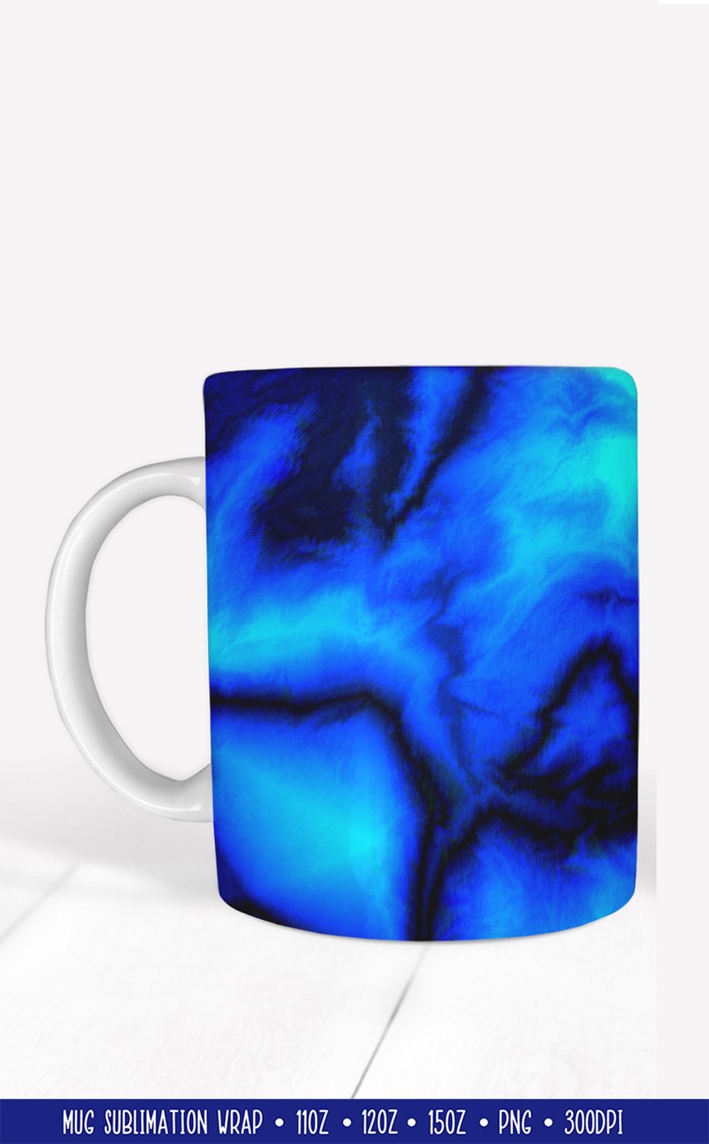 Dark Blue Mug Sublimation Design. Marble Texture Mug Wrap