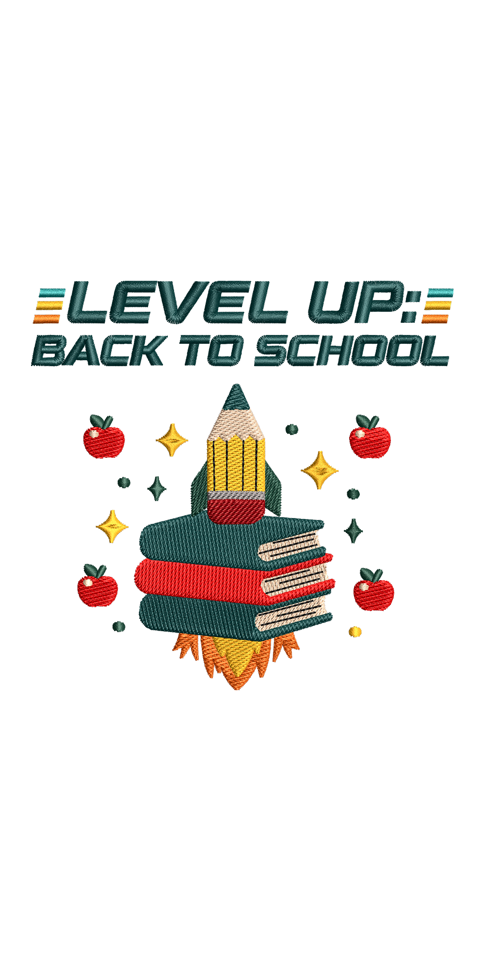 Back To School Rocket Books Embroidery Design