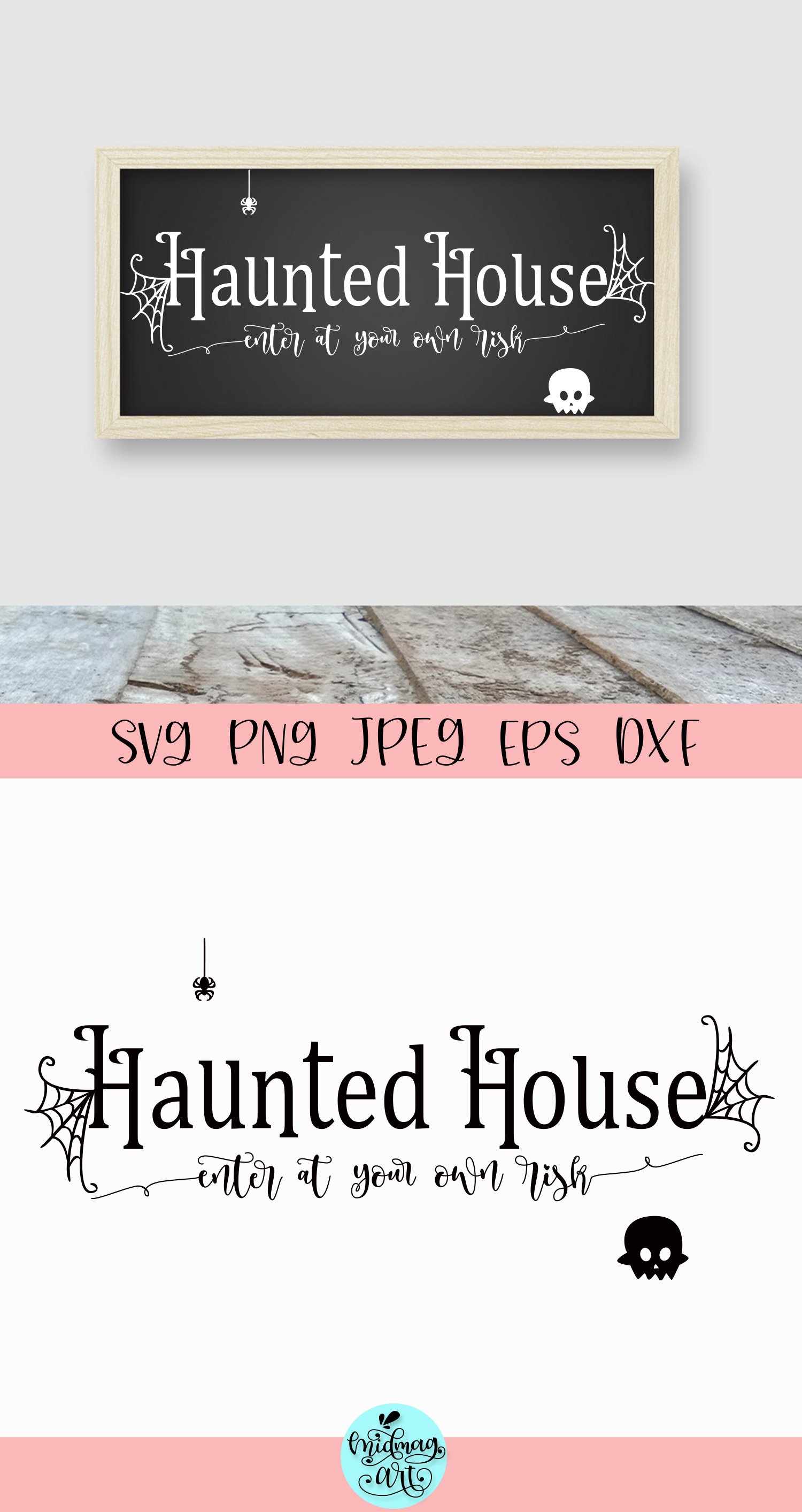 Haunted house wood sign svg, halloween wood sign svg