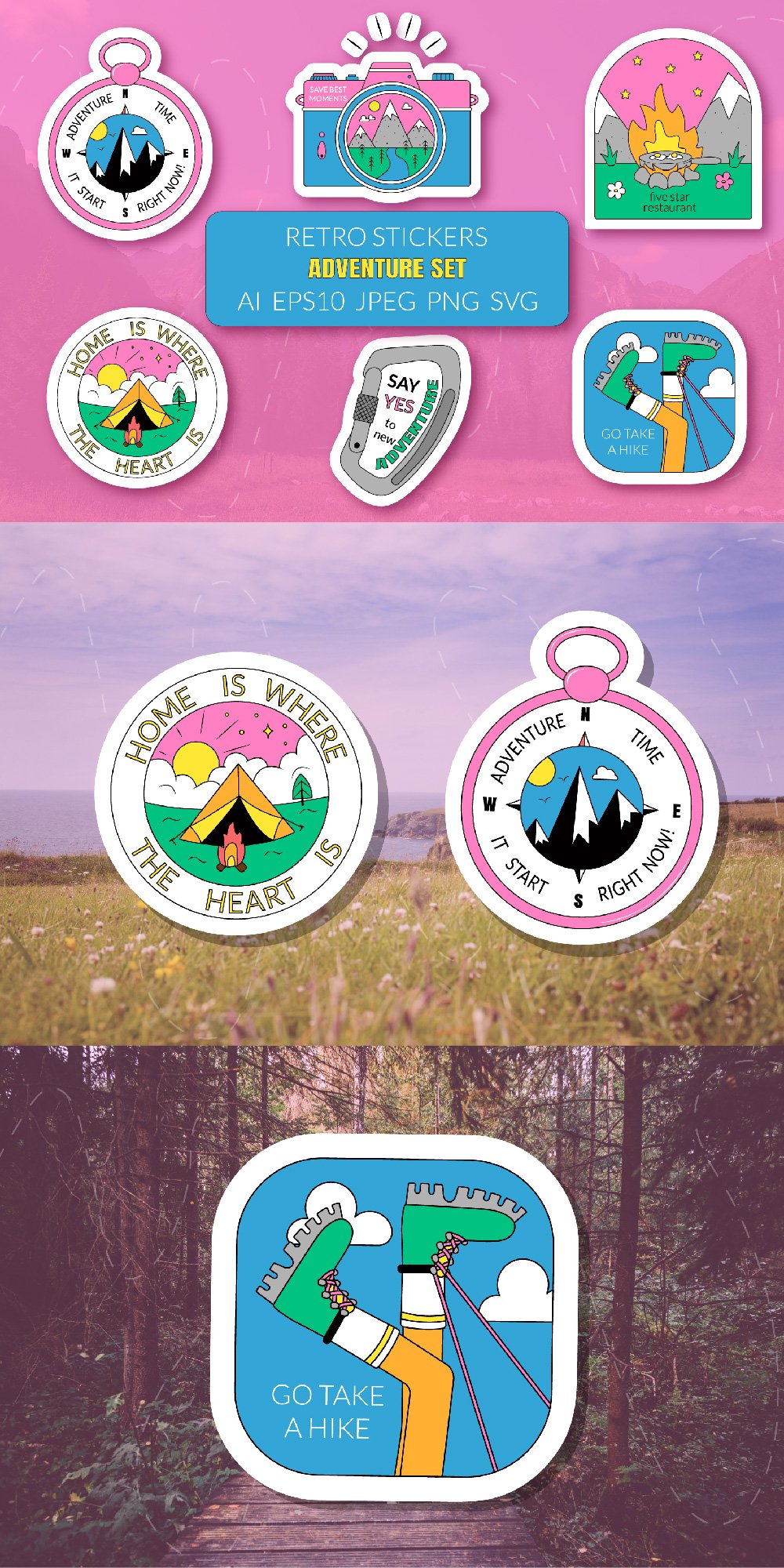 Retro Stickers Adventure Set