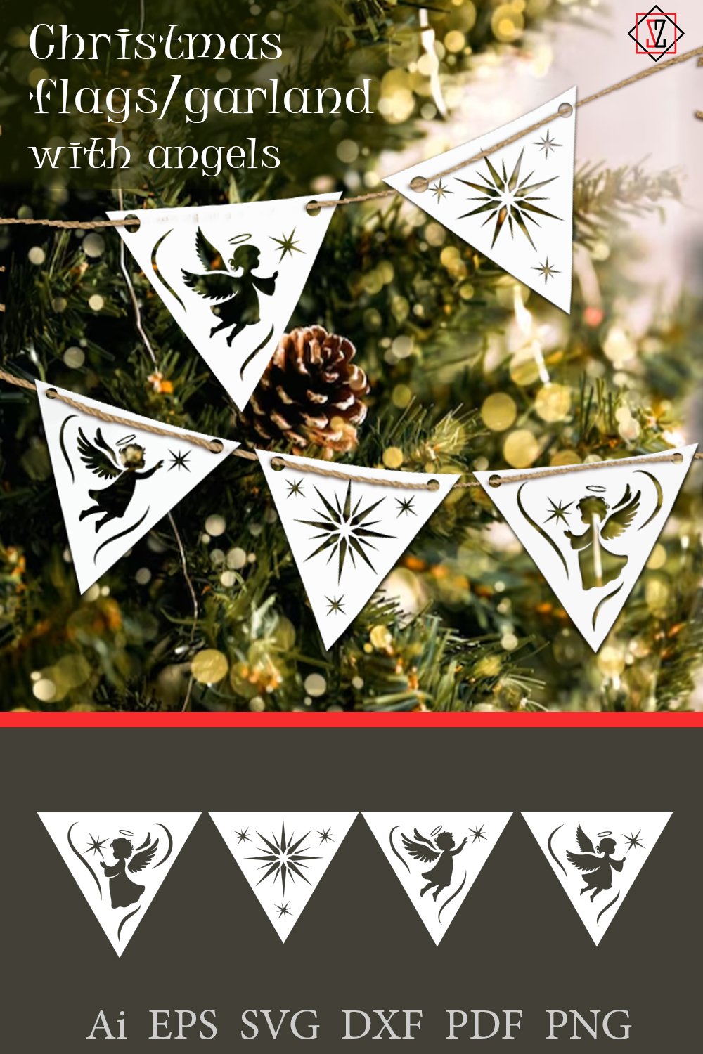 Christmas flags/garland with angels