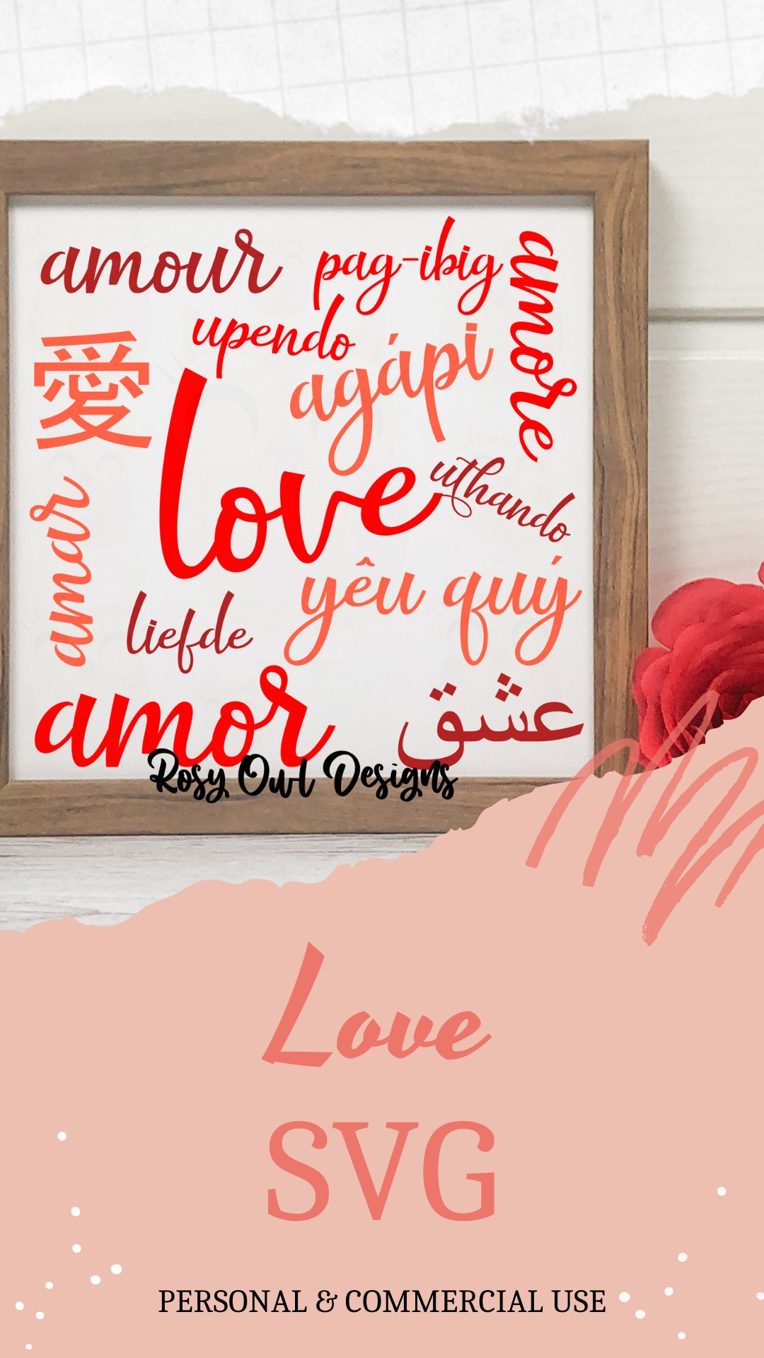 Love in many languages, Valentine SVG, Multi-language
