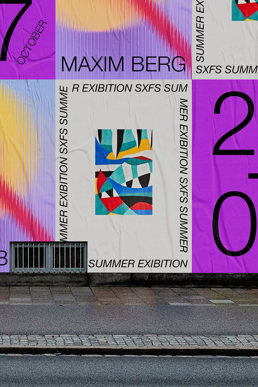 Posters filling the wall mockup