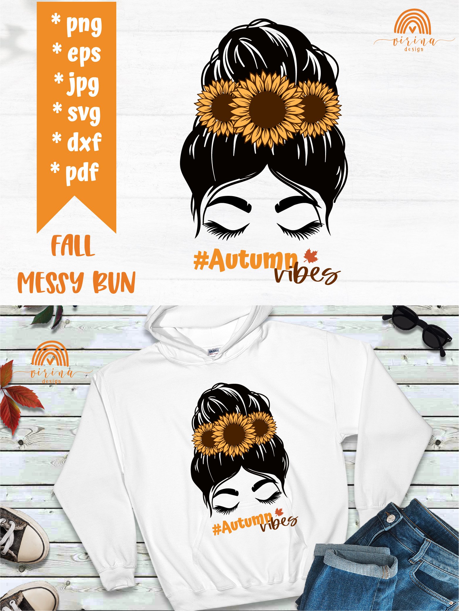 Fall Messy Bun SVG, Autumn Messy bun bundle Mommy life