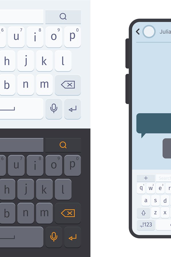Smartphone keyboard. Numbers and letters for smartphone ui d