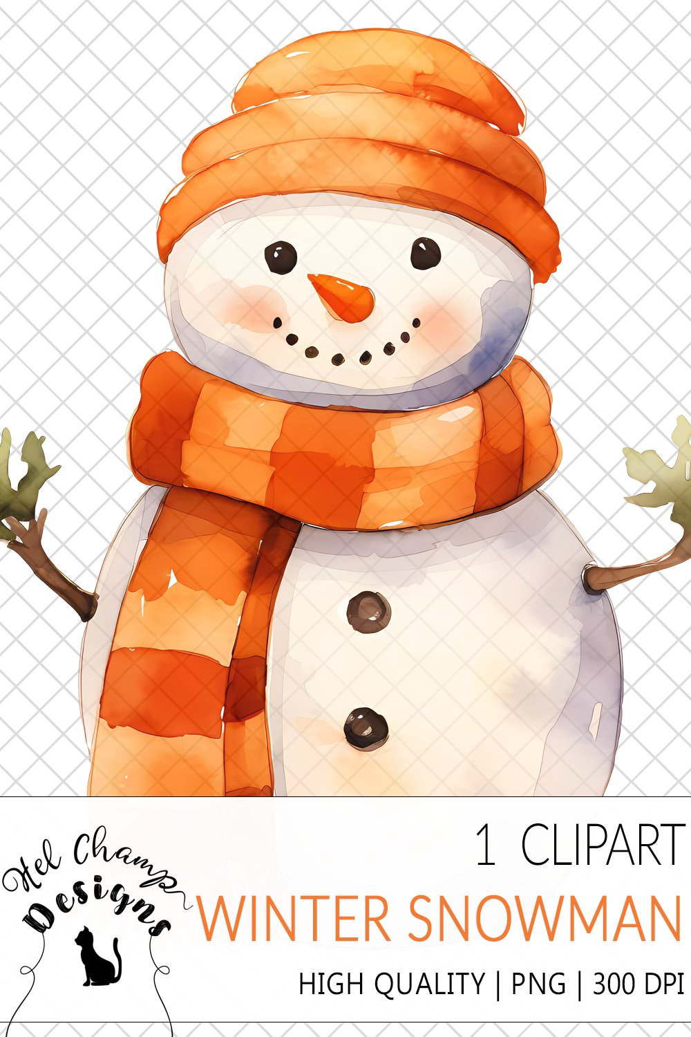 Winter orange snowman transparent clipart