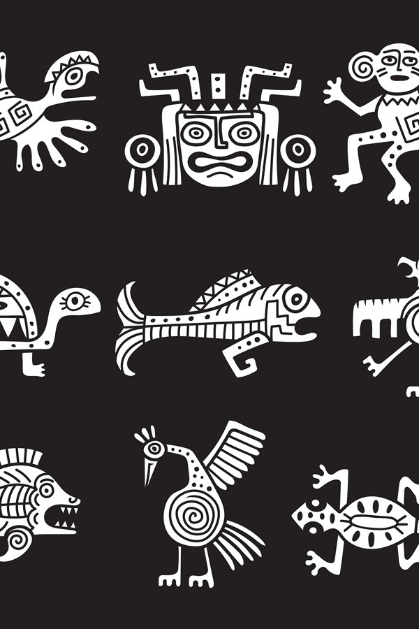 Ancient mexican symbol. Aztec tribal traditional symbols orn