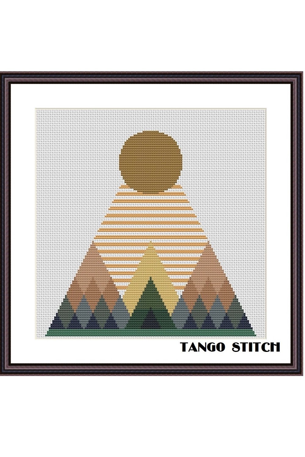 Geometric mountains abstract cross stitch pattern