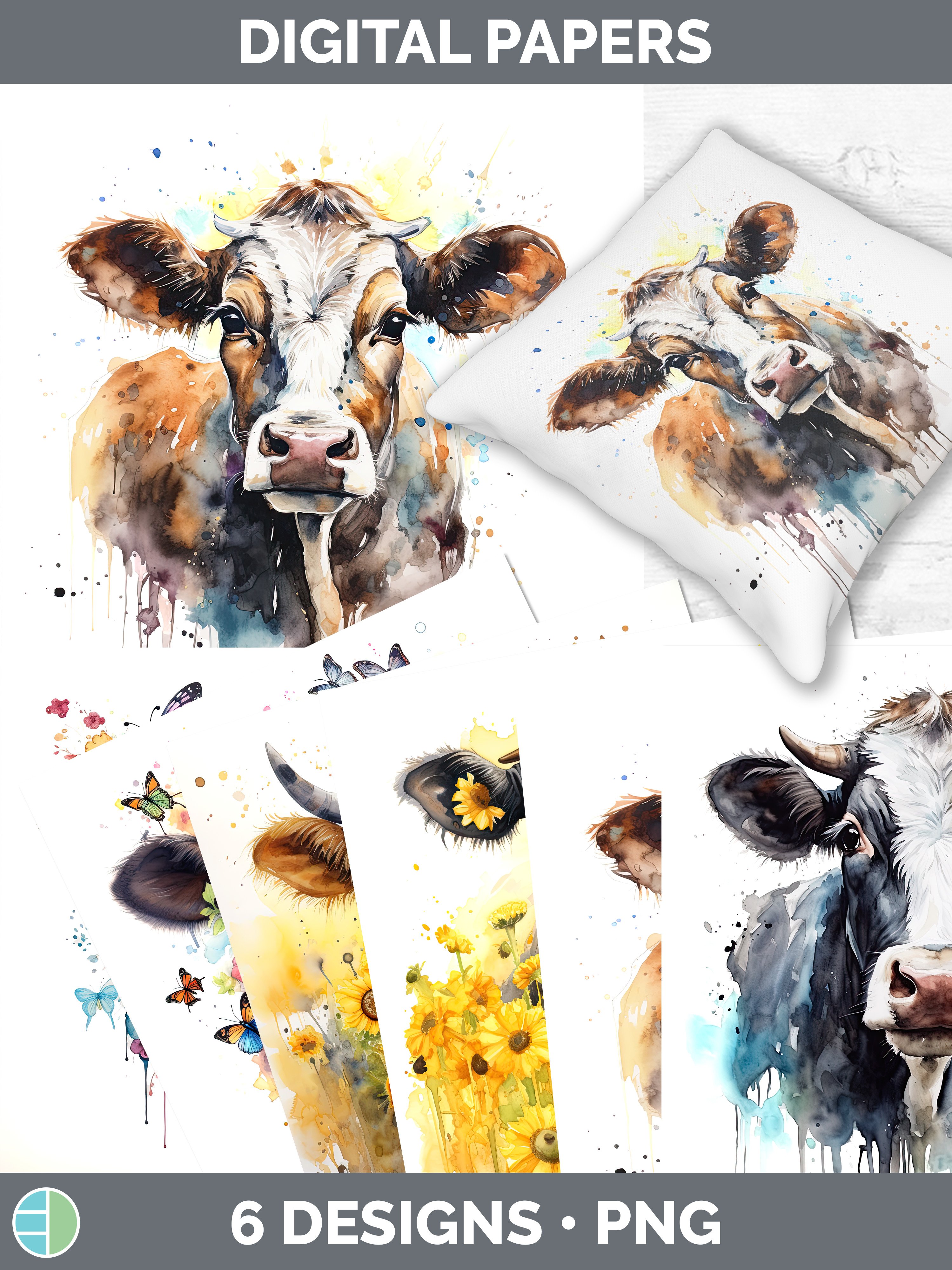 Pretty Cow Paper Backgrounds | Bundle Digital Scrapbook Pape