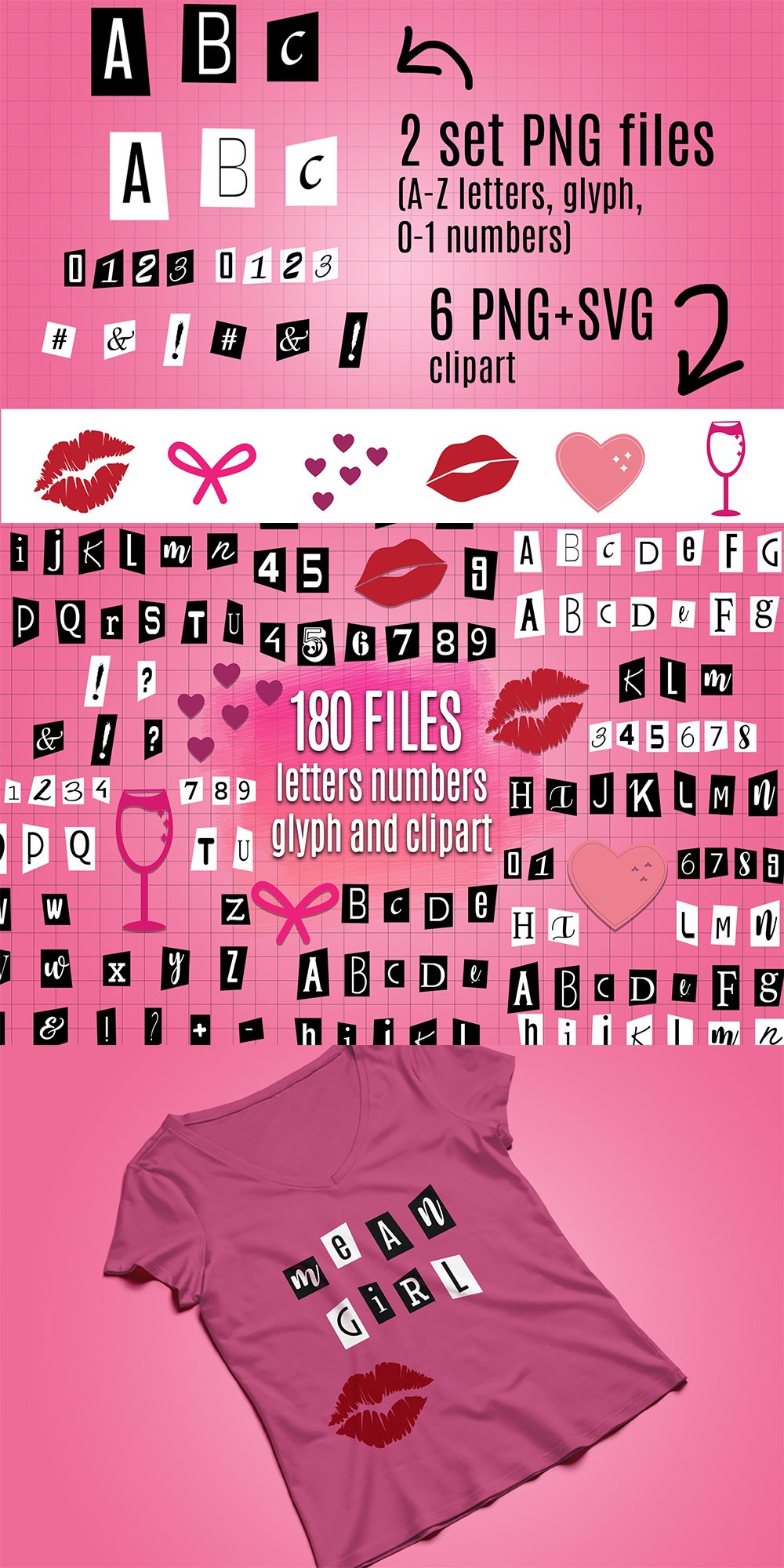 Ransom Note Alphabet Letters, Numbers and Clipart PNG Files