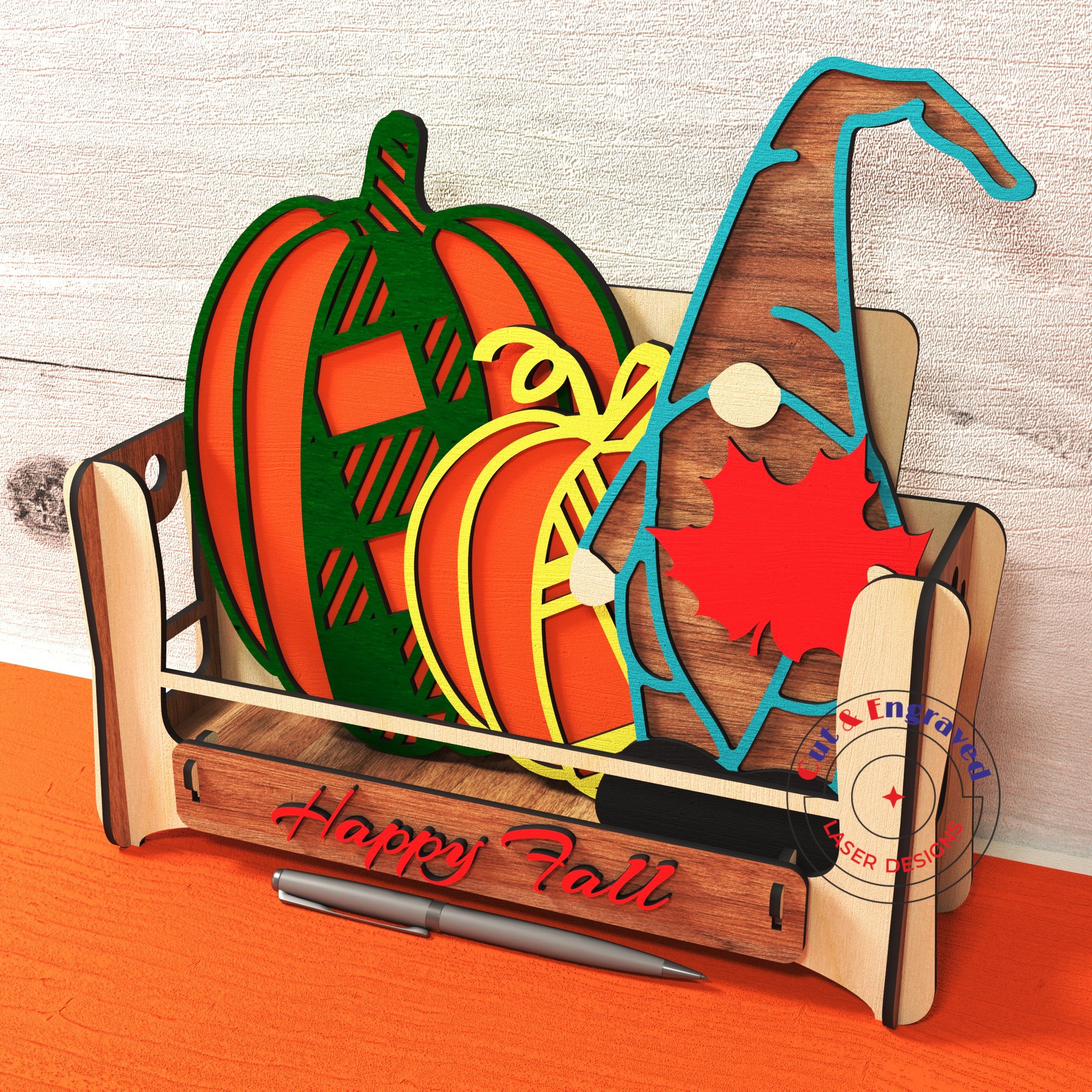 Interchangeable "Happy Fall" autumn set. Glowforge ready.