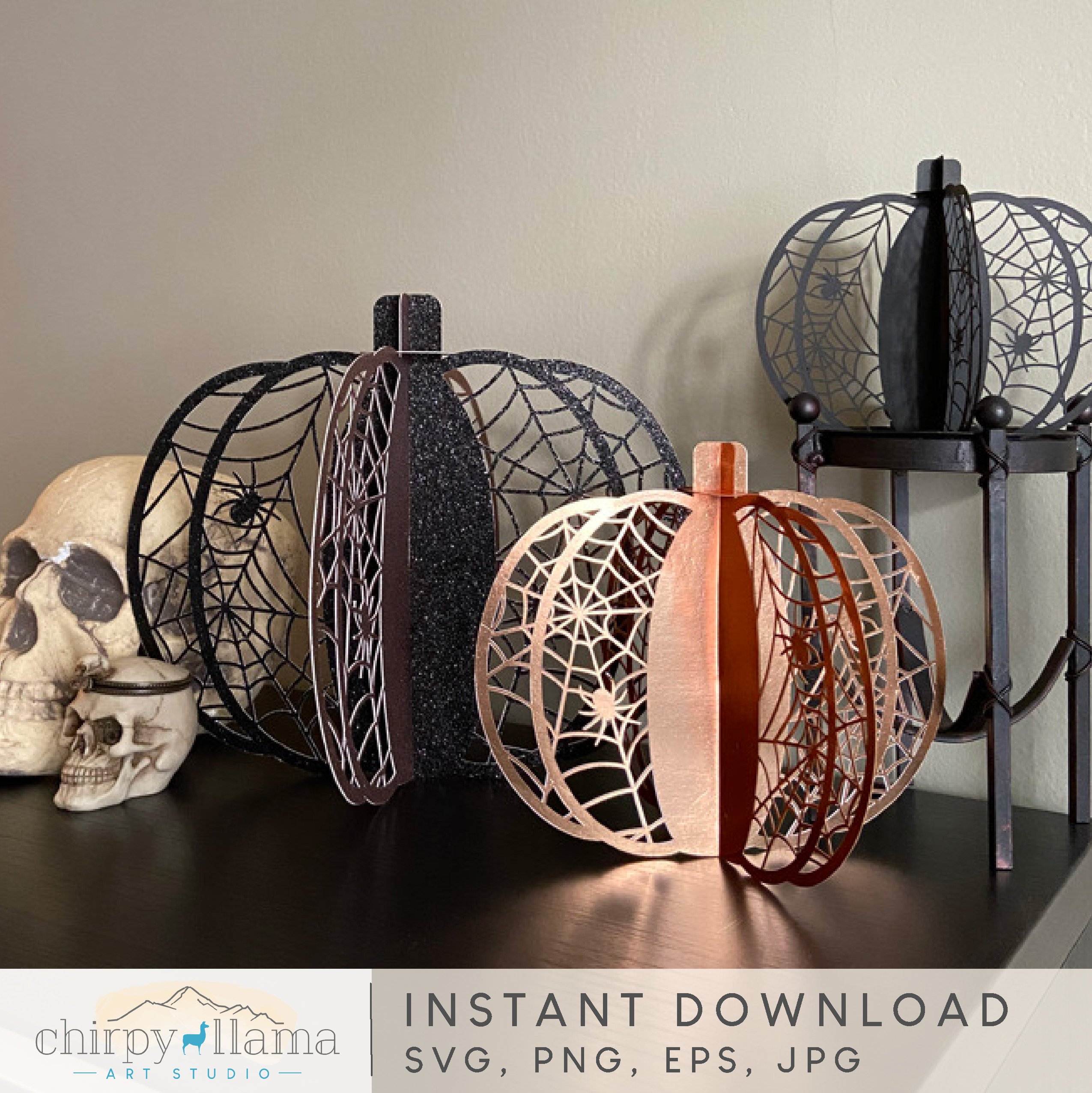 3D Halloween Spider Pumpkin-SVG File (1767642)