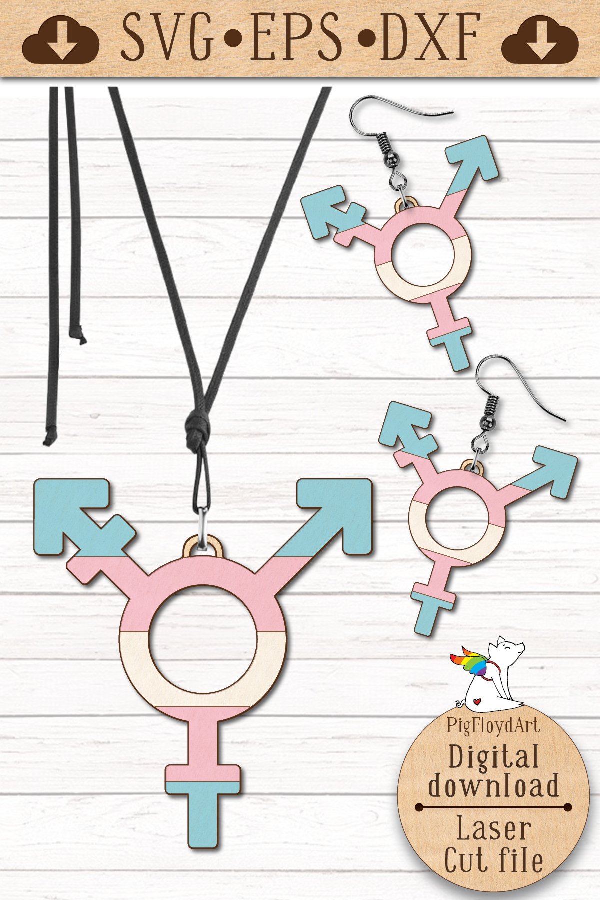 Transgender Symbol Laser Cut File SVG, EPS, DXF