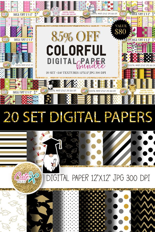 Bundle digital paper #2 for scrapbooking
