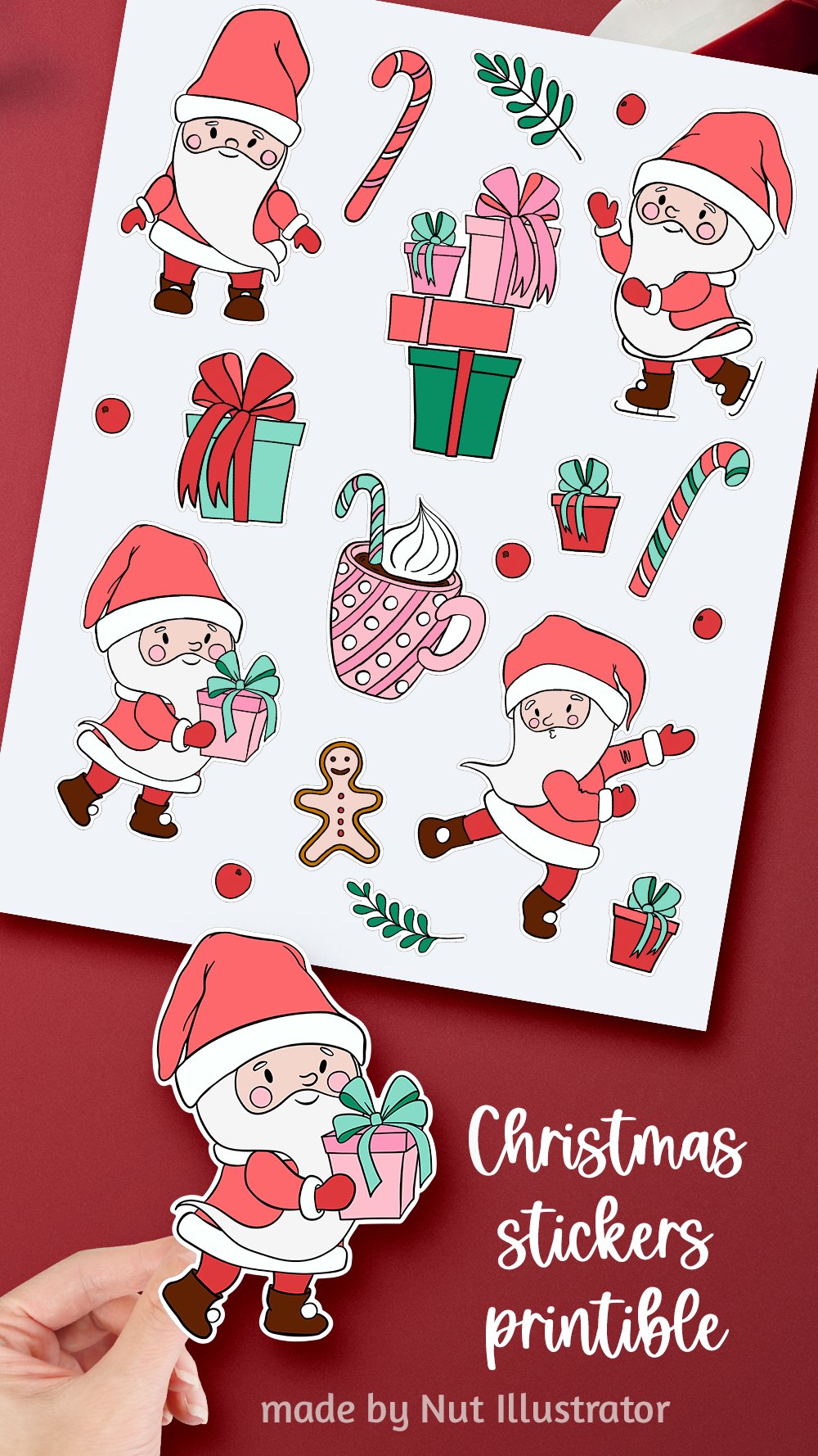 Christmas stickers Printable . Santa stickers for presents