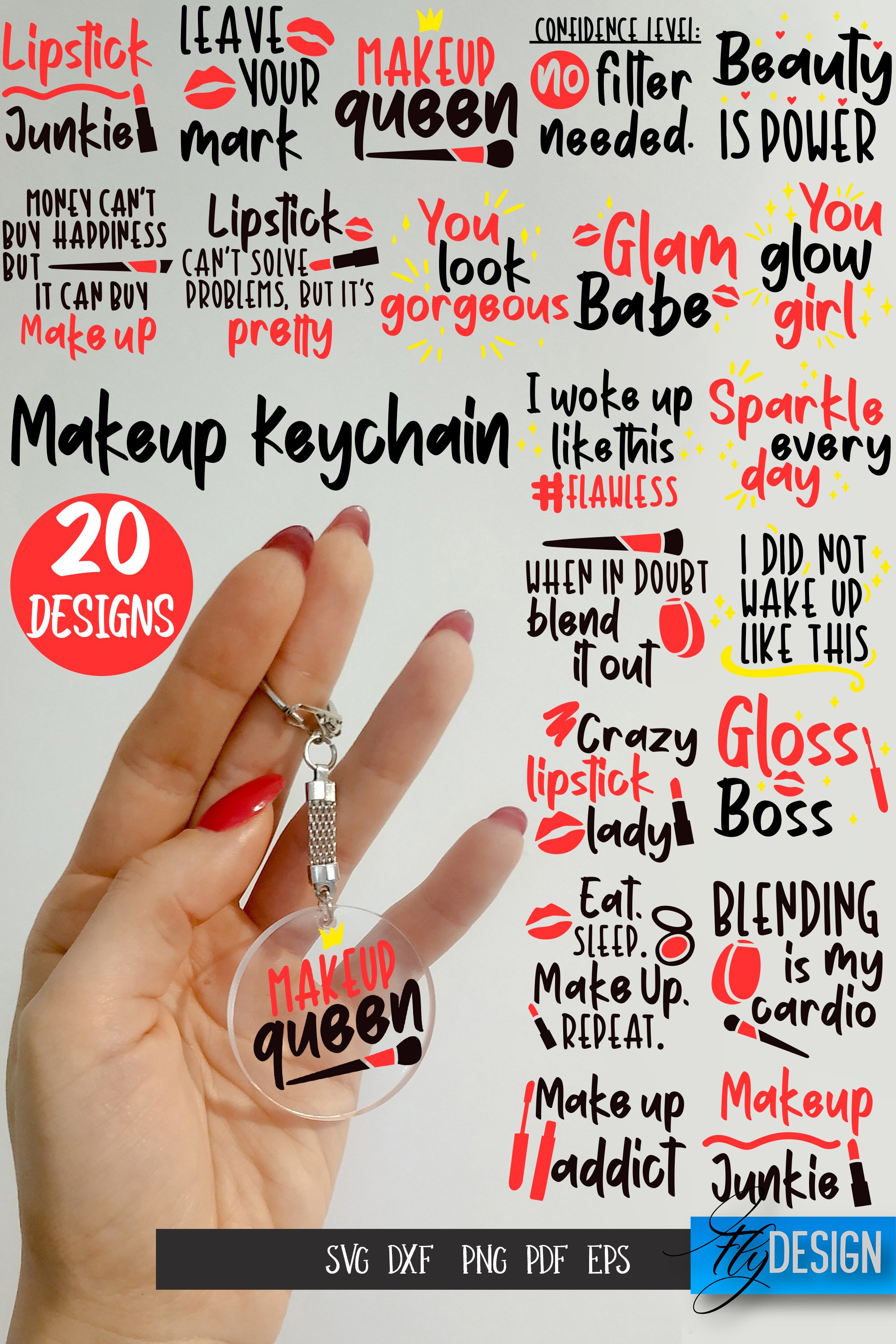 Makeup Keychain | Beauty SVG Bundle | Funny Key Keychain Svg