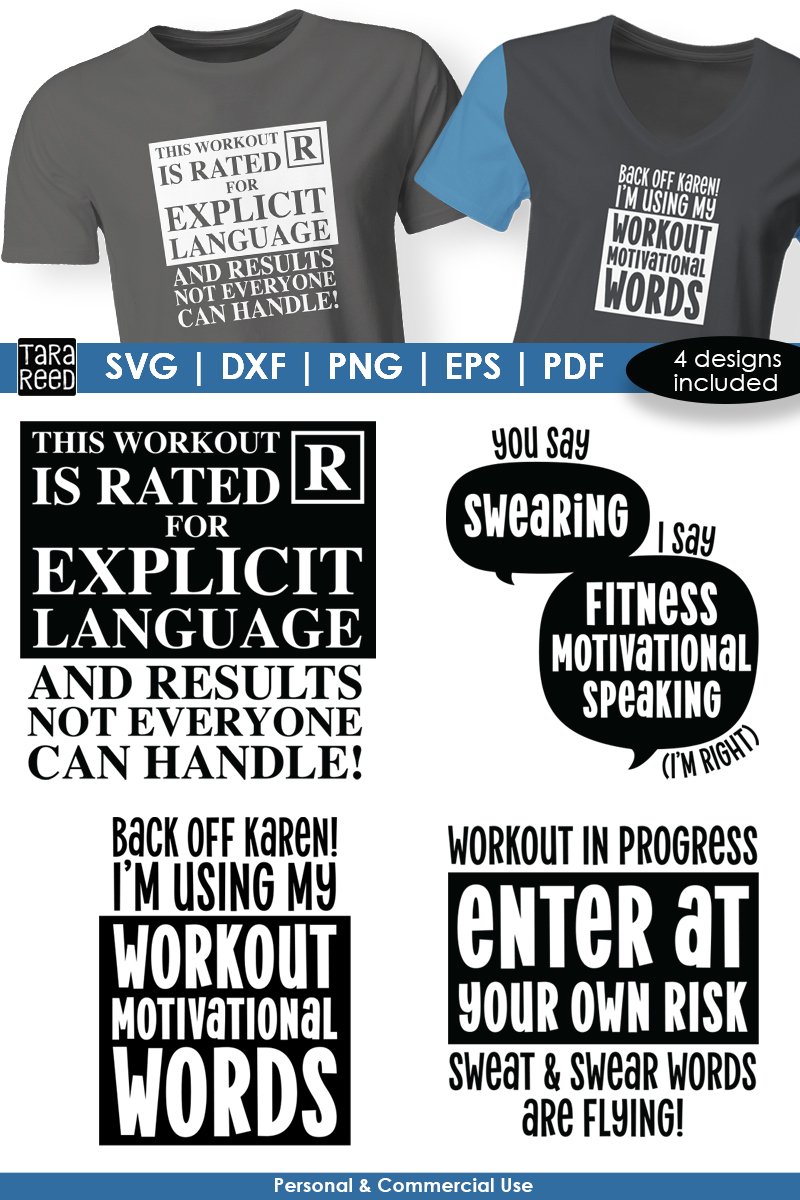 Workout Motivational Words - Fitness SVG and Cut Files