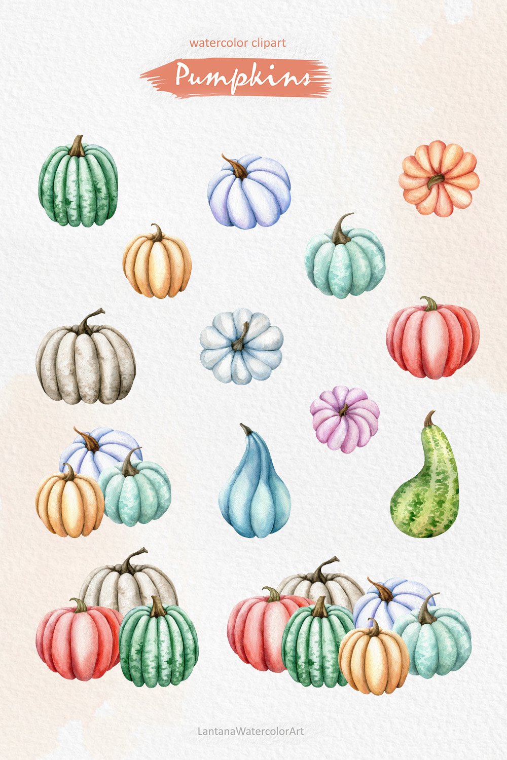 Watercolor Pumpkins Clipart (2059637)