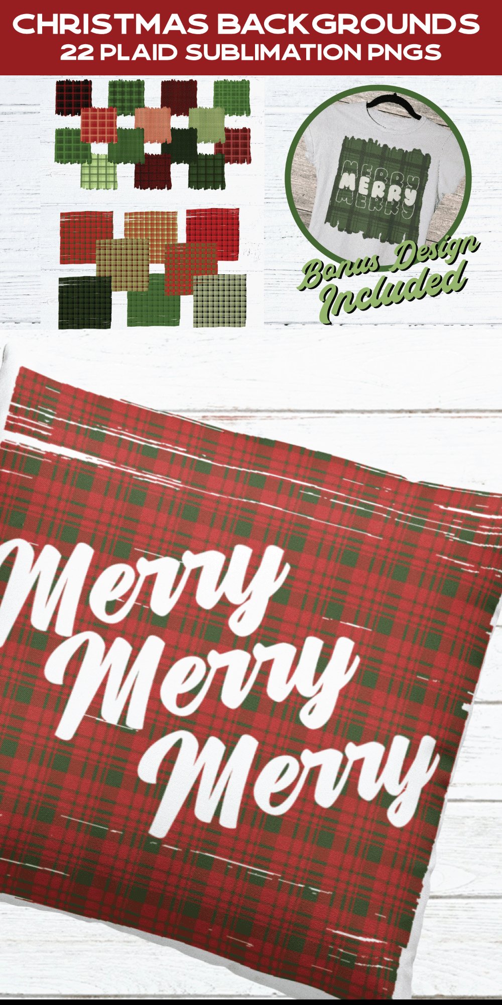 Christmas Plaid Sublimation Background Bundle