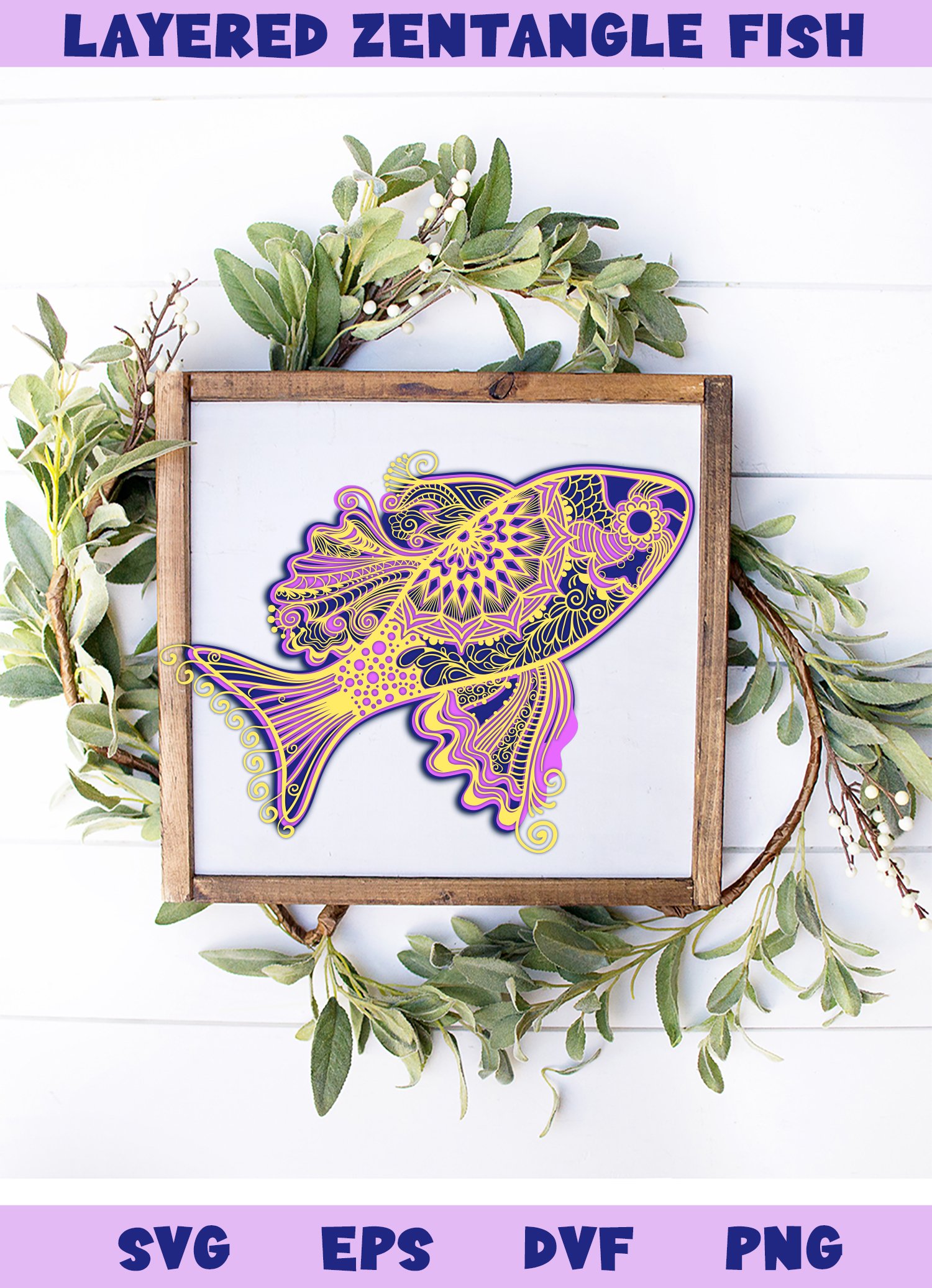 Layered Floral Fish | 3 SVG layers
