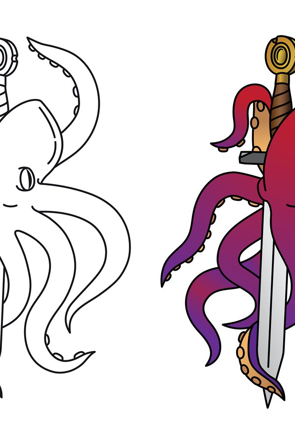 Coloring octopus with sample