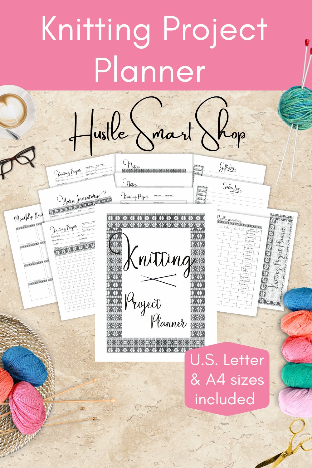 Knitting Project Planner, Knitting Journal, KDP Interior