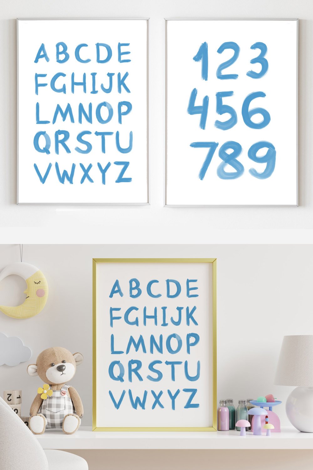 Blue Alphabet Poster, Educational Wall Art