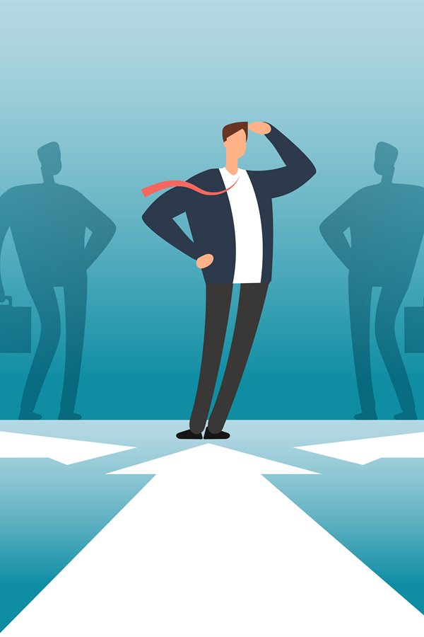 Businessman in front of people group shadow. Employee manage