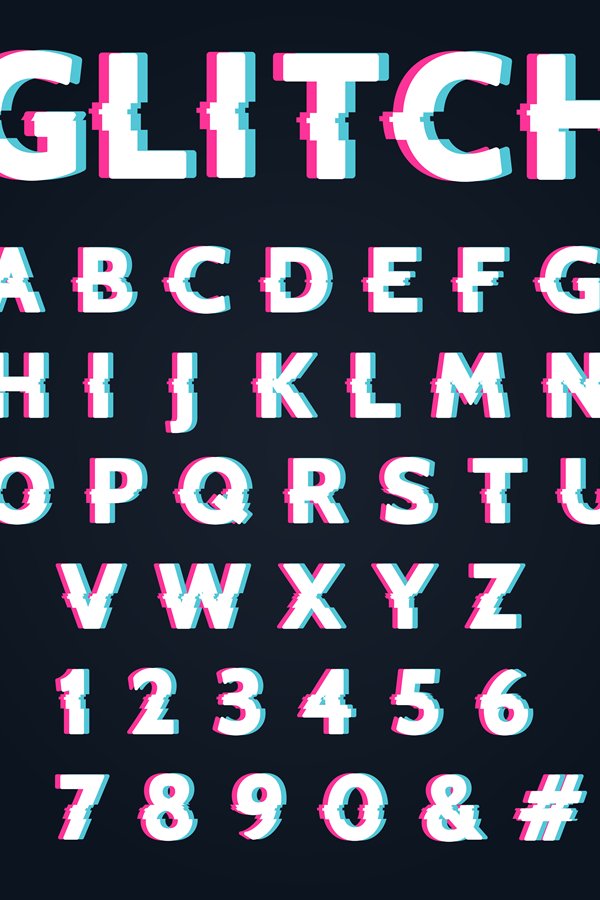 Font with glitch effect