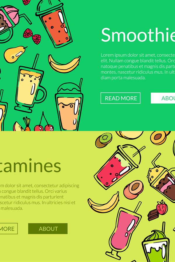 Vector doodle smoothie web banner templates (868462)