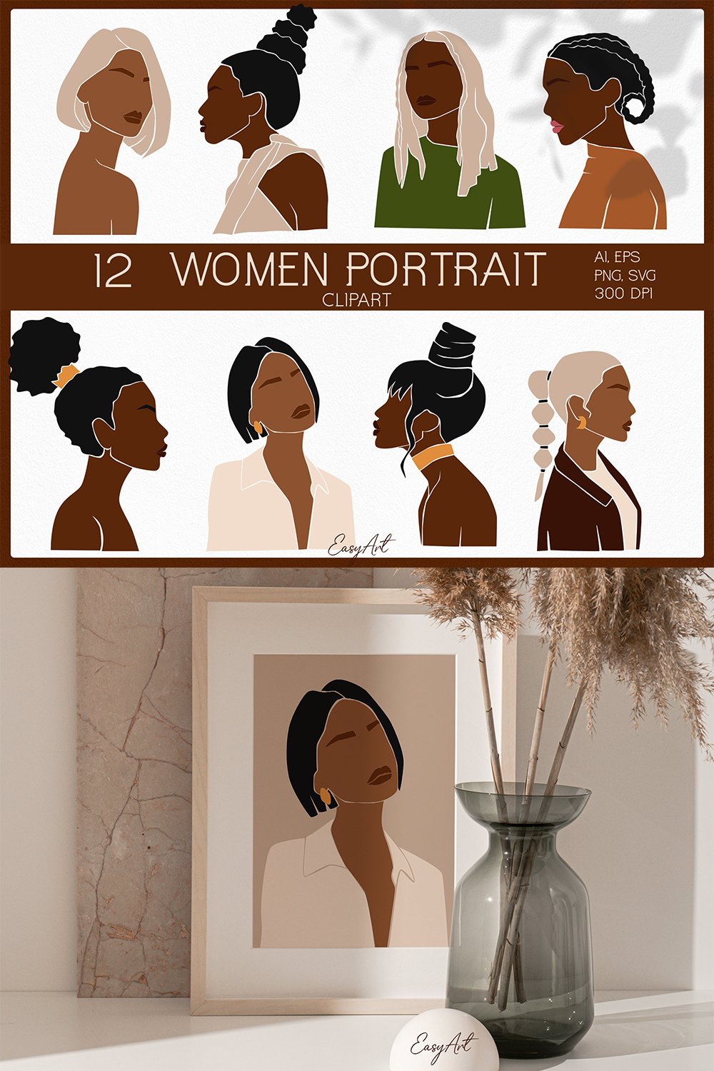 Black Woman Clipart, Abstract Female SVG, African Woman