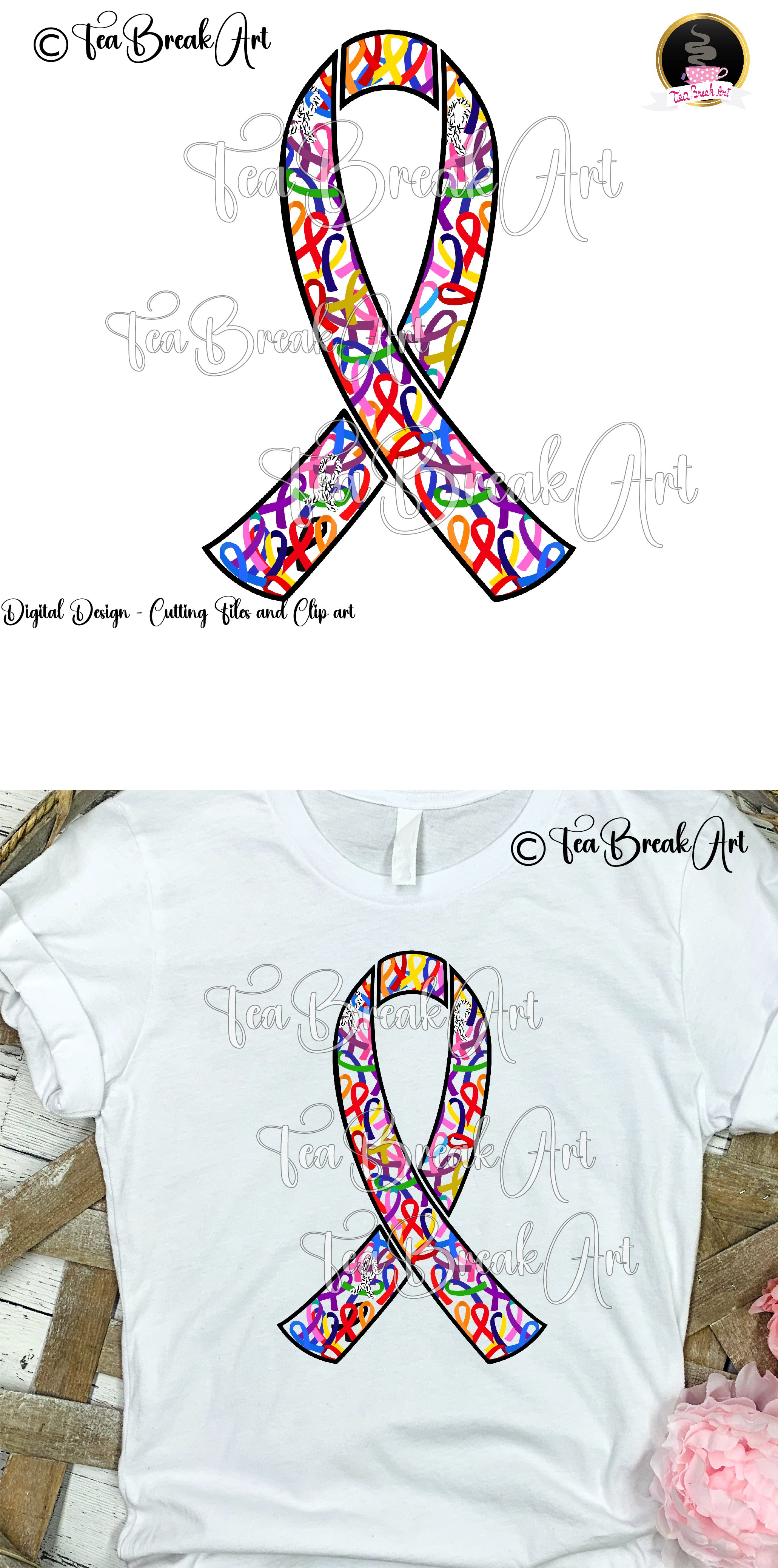 ORIGINAL DESIGN! Multicolor Ribbon Awareness, All cancer