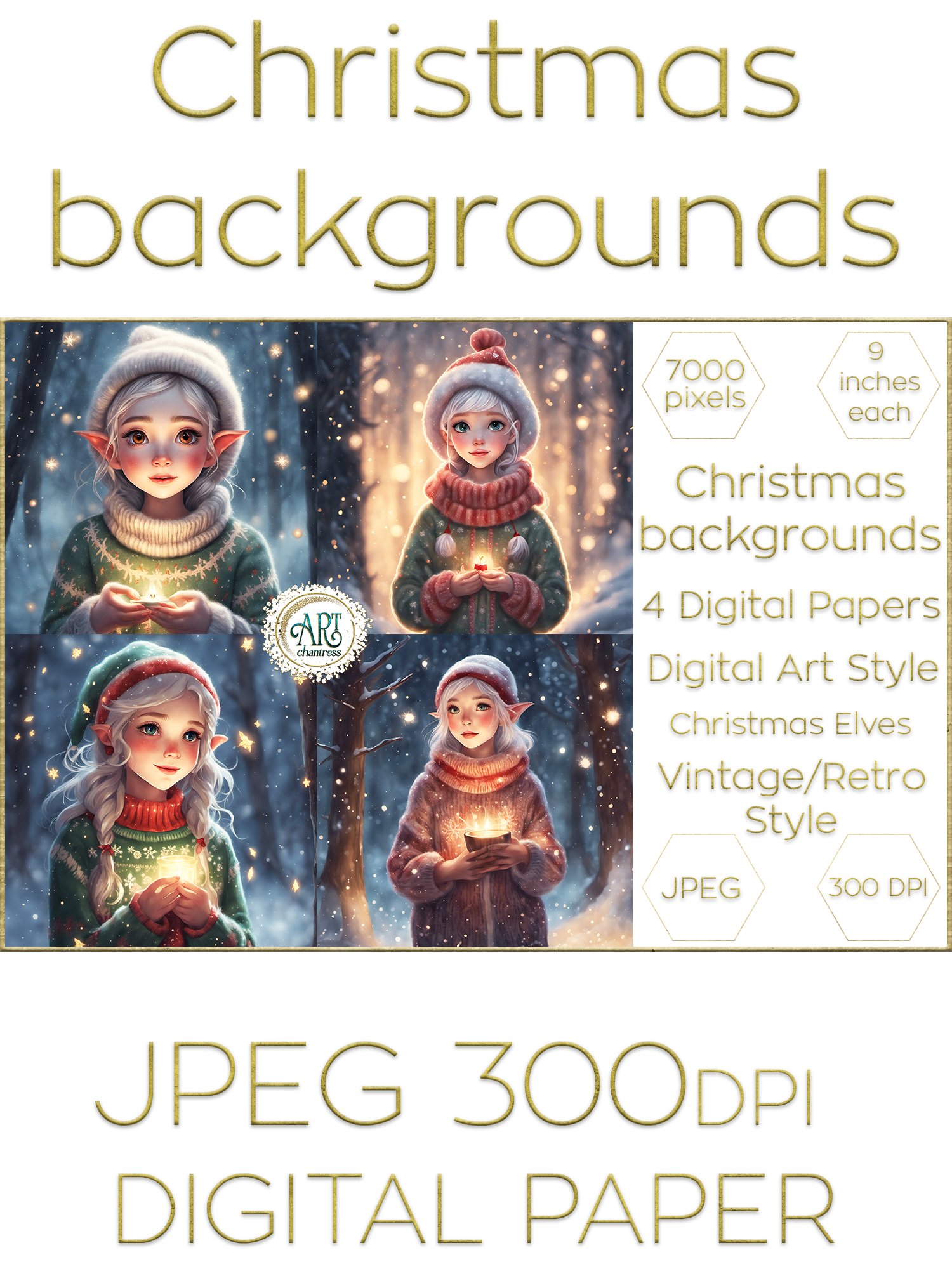 Christmas Elves digital background Vintage Elf 4 (2932272)