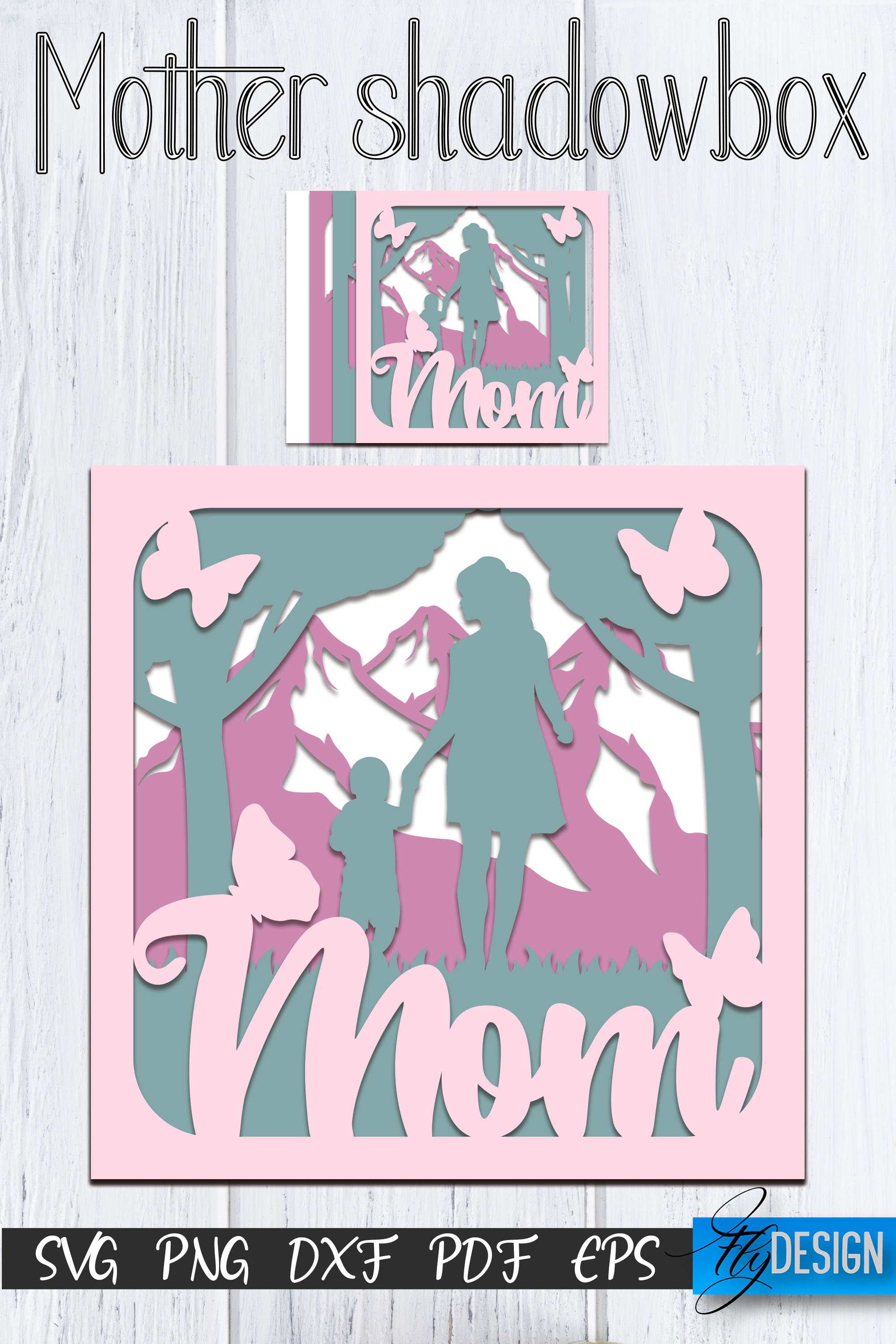 Mother's Day Shadow Box SVG, Mom SVG, Mum Shadow (1845509)