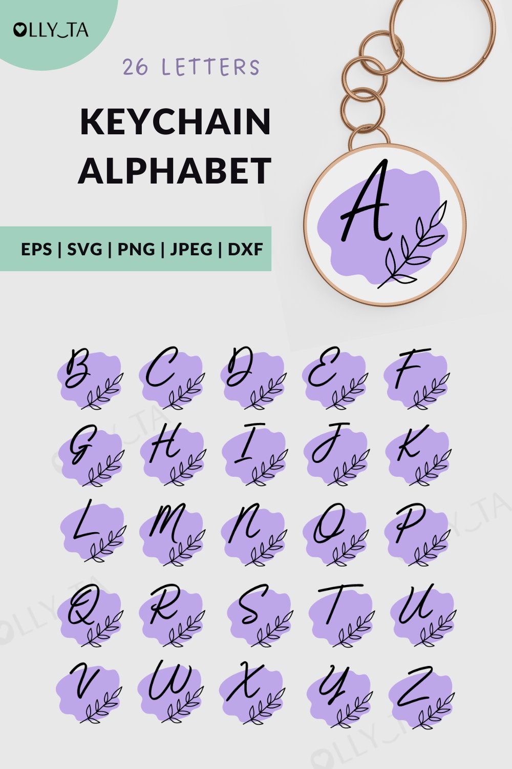 Alphabet Keychain SVG Elegant Purple Bundle