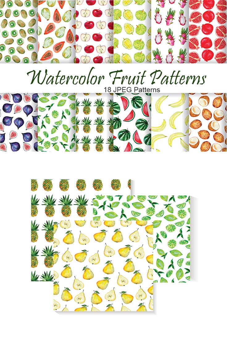 Fruit Patterns. Watercolor Fruit clipart.