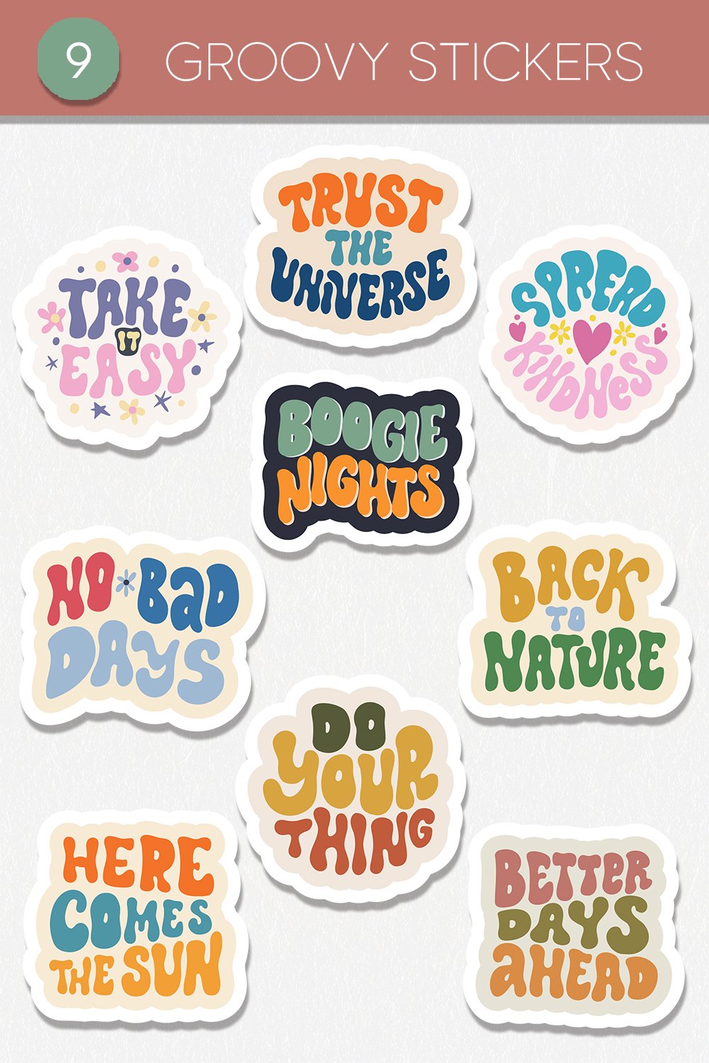 Motivational Stickers. Groovy Stickers