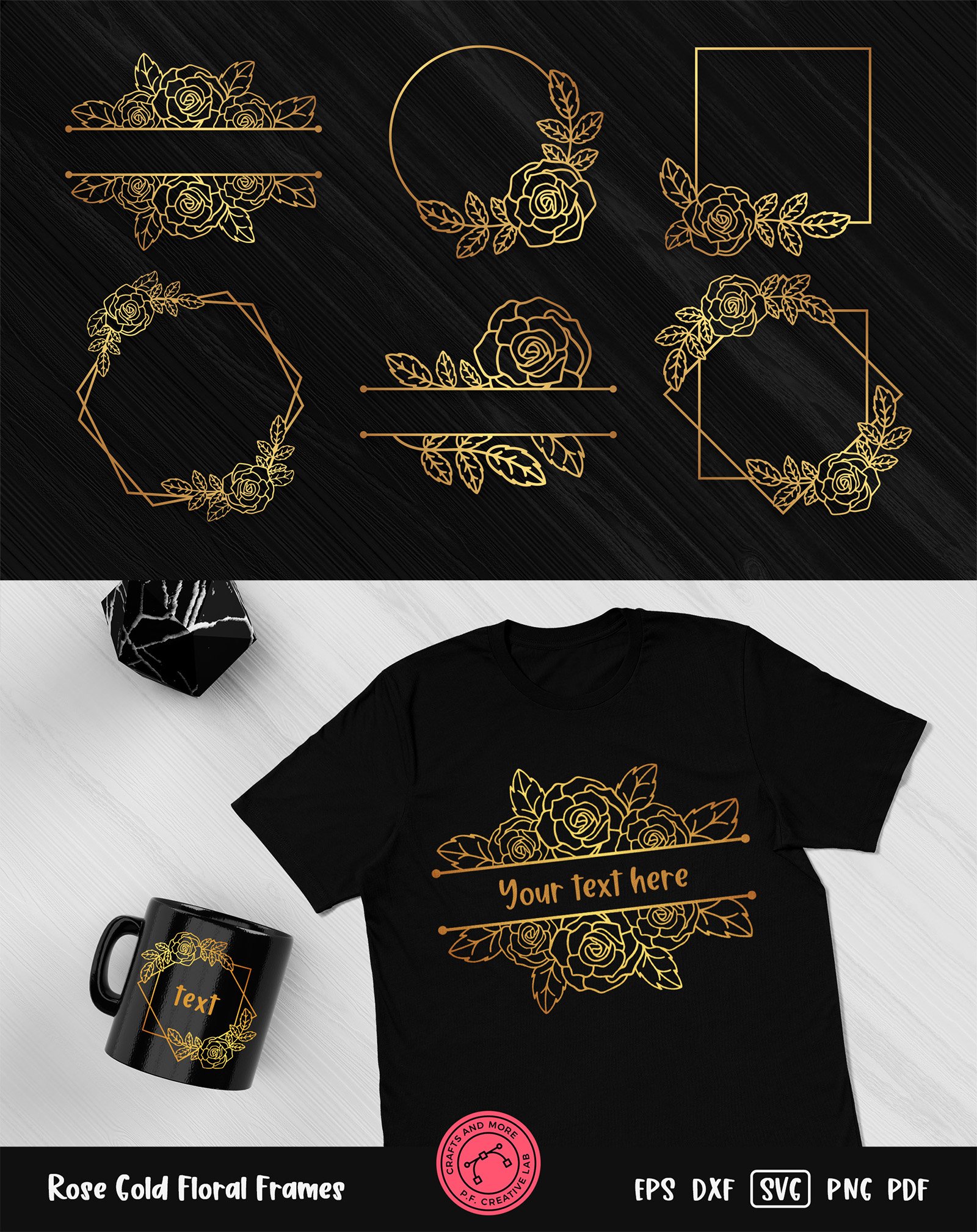 Rose Gold Floral Frames & Wedding Borders