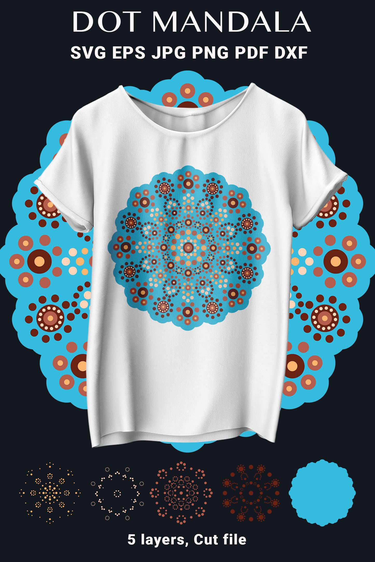Dot Mandala SVG Cut File, Mandala Clipart, T-shirt design