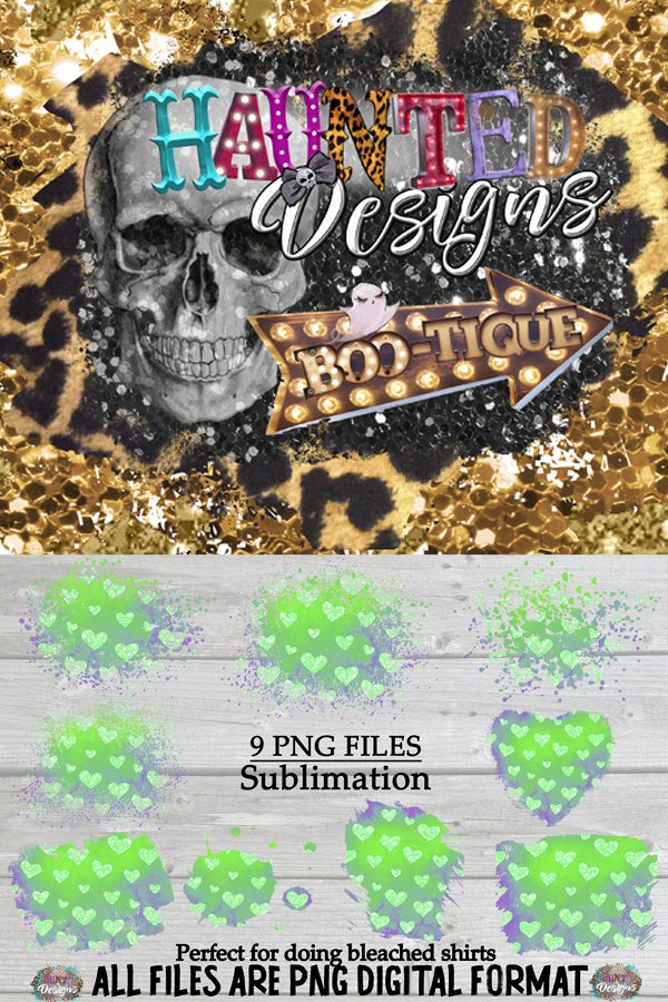 Neon 80s Heart Bleach Patches Sublimation Bundle