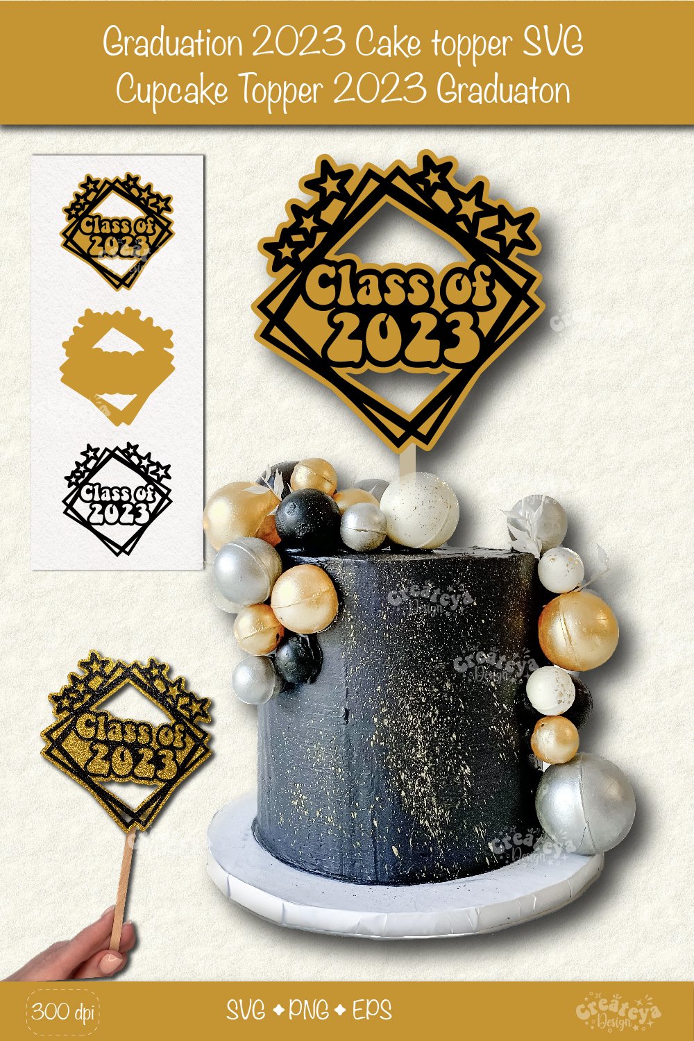 Graduation 2023 cake topper| Cupcake topper| Paper Cut
