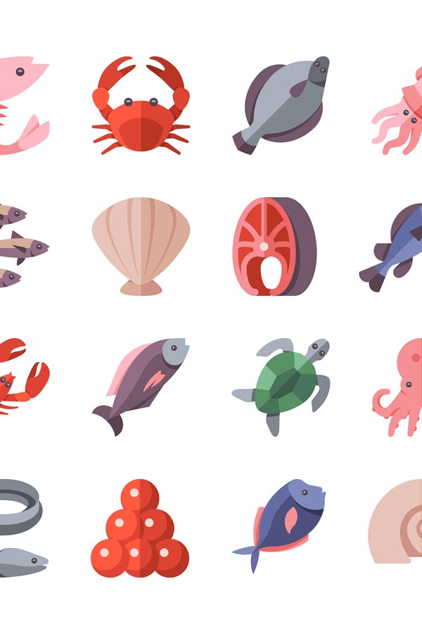 Seafood delicacies and cooking fish vector flat (890787)