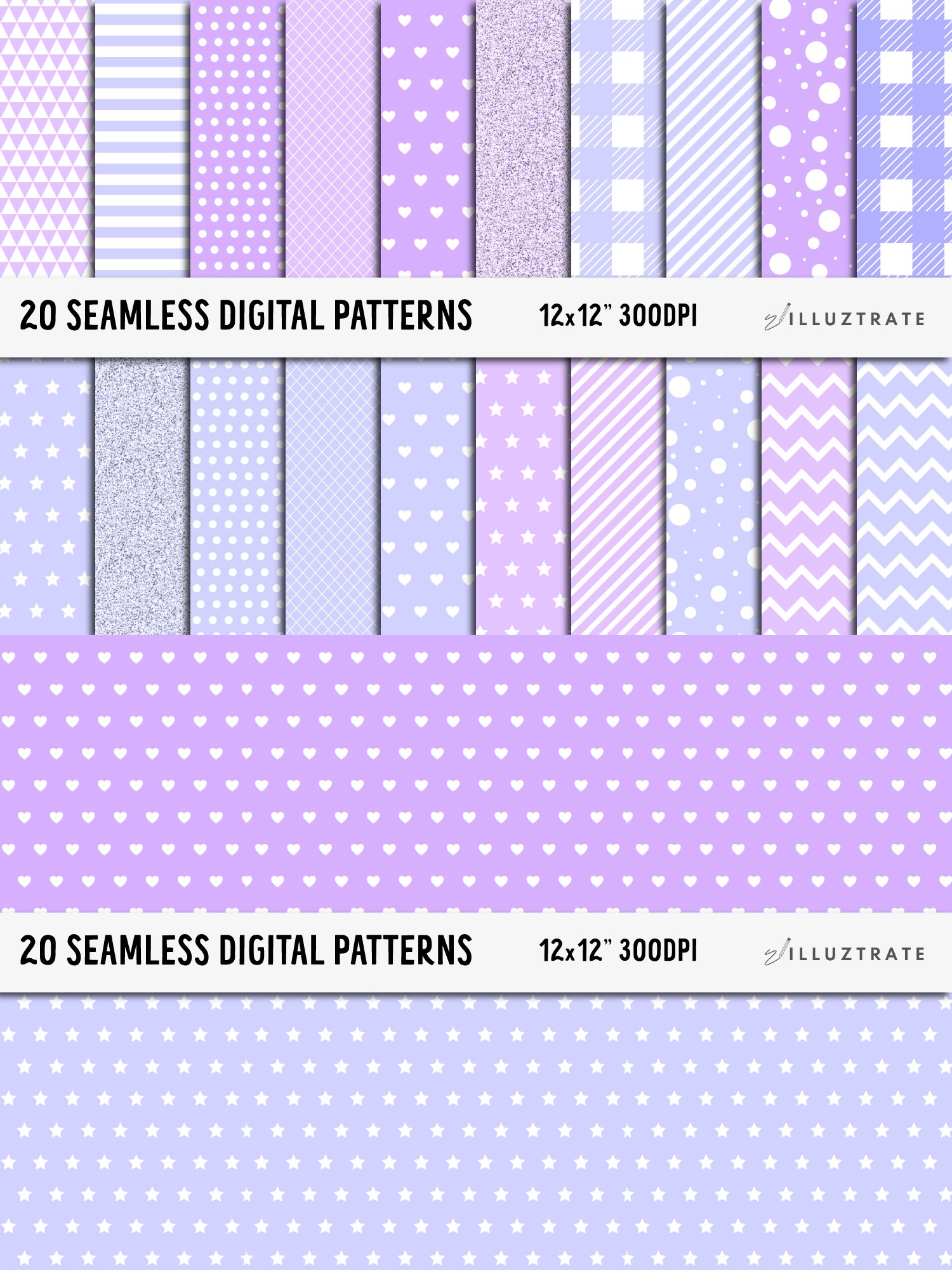 Lilac Seamless Patterns | Light Purple Digital Paper