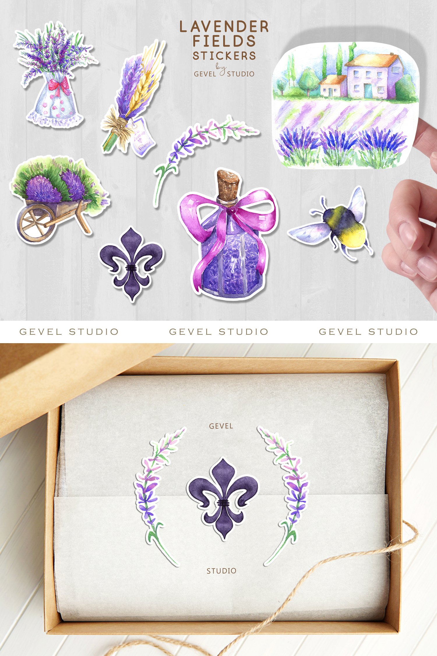 Watercolor Provence sticker bundle | Print and cut stickers