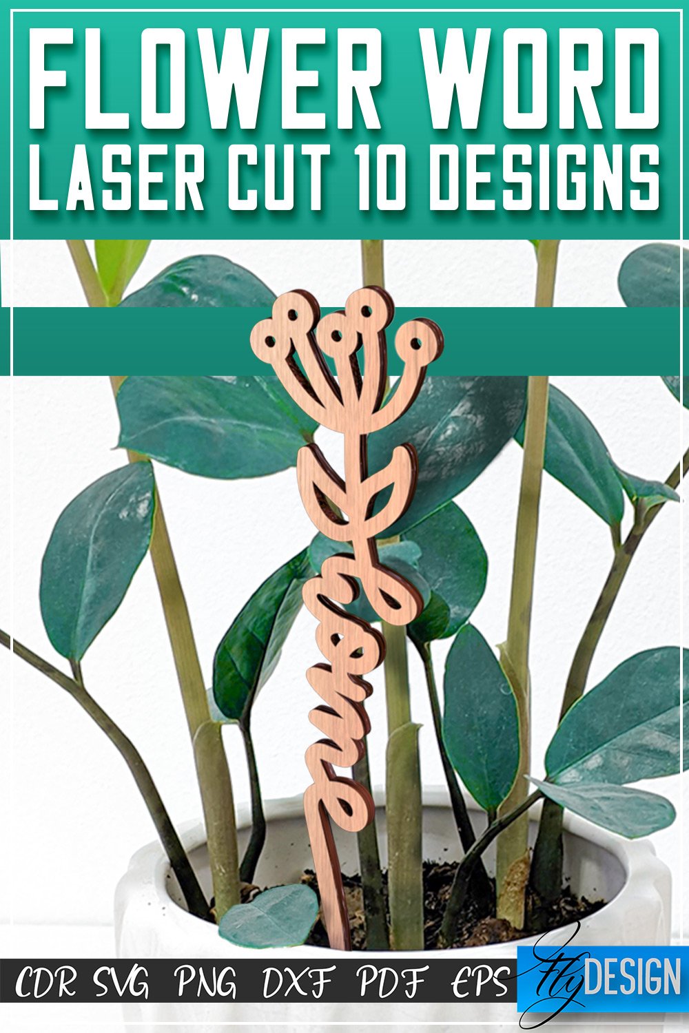 Flower Word Laser Cut SVG | Laser cut Design (2450327)