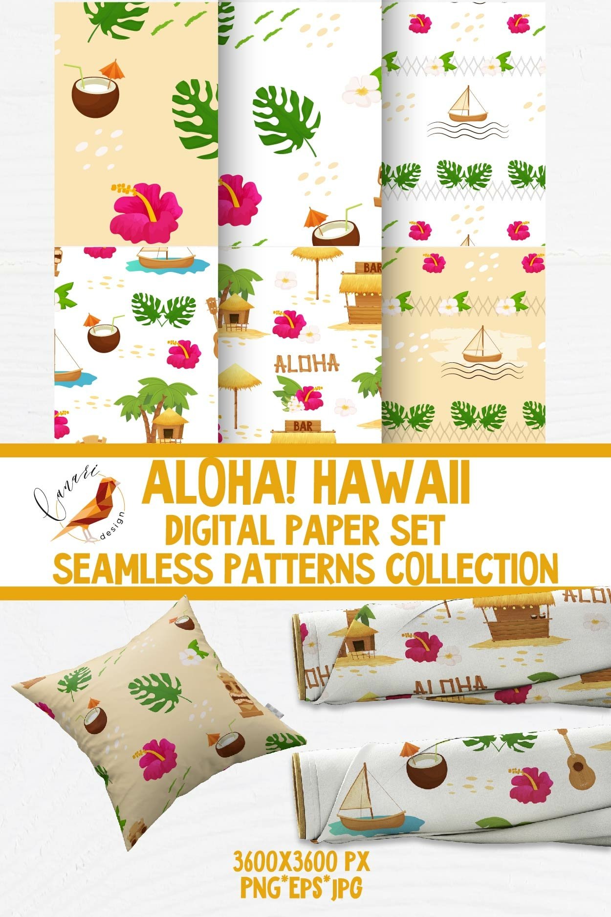 Hawaii Digital paper bundle Seamless patterns collection