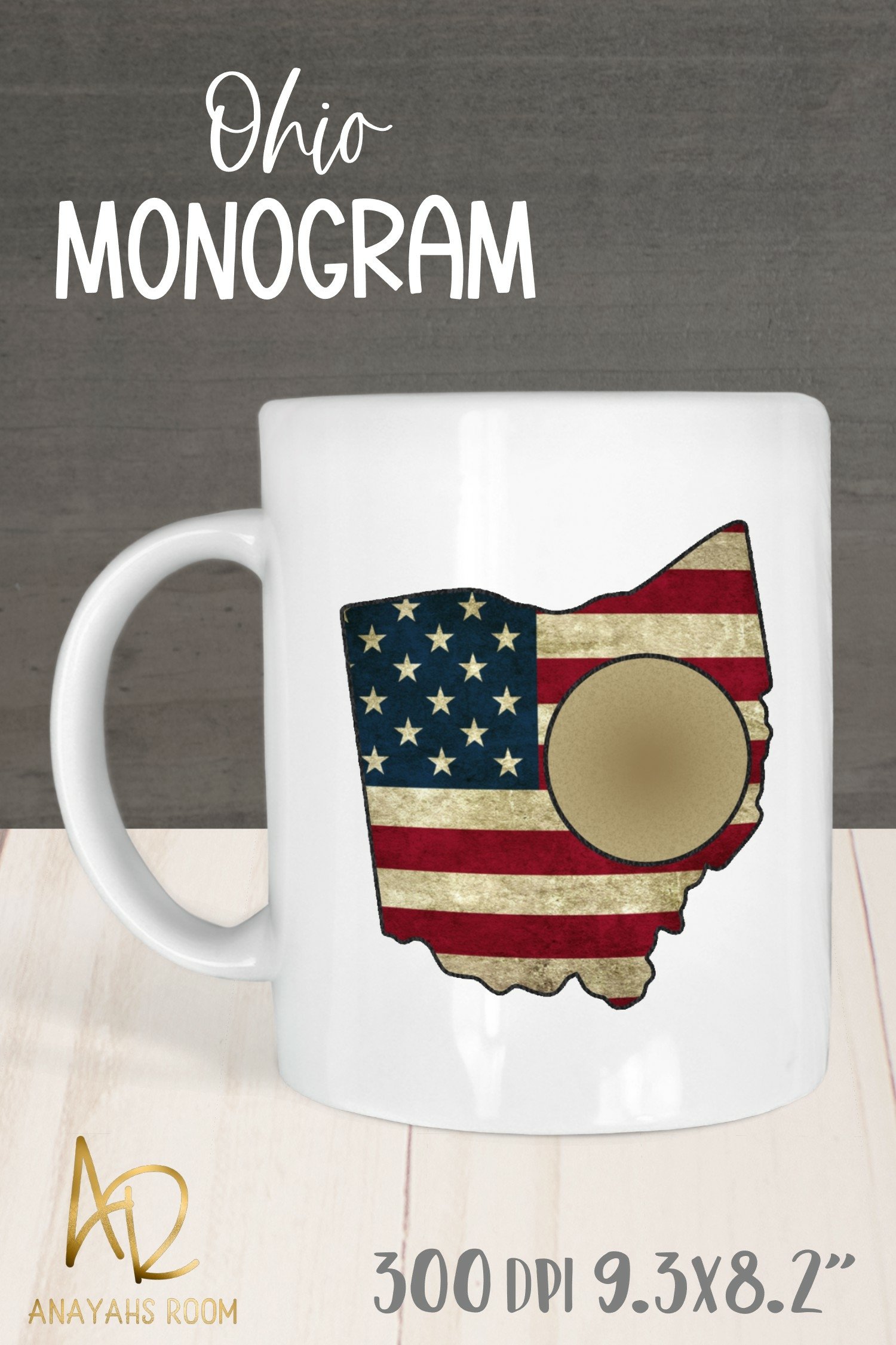 Sublimation Monogram| Ohio State With Flag