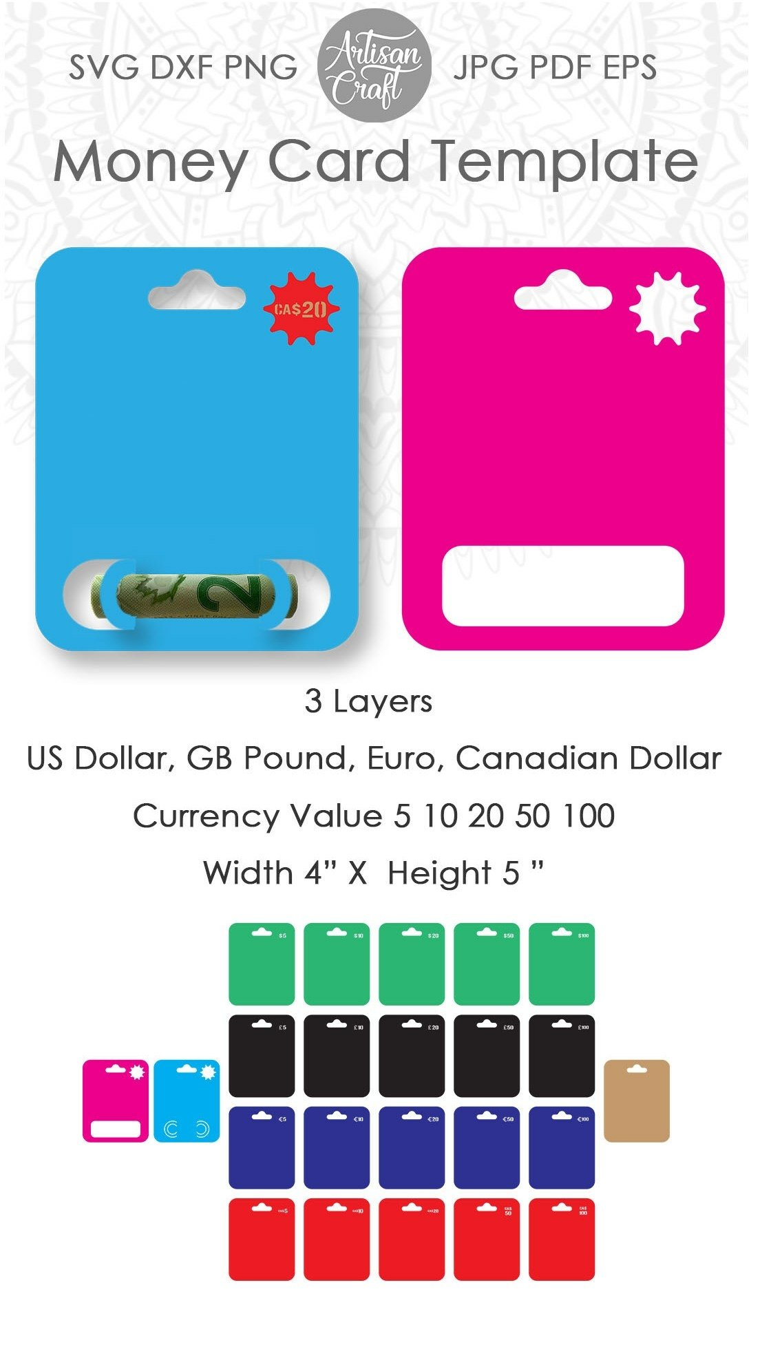 Money card template, money card SVG,