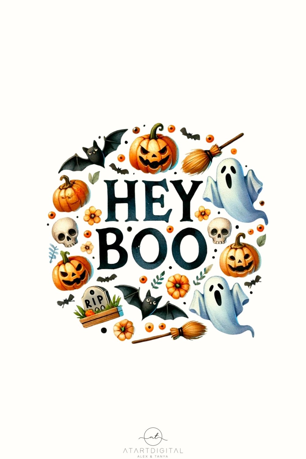 Hey Boo PNG Sublimation, Printable Designs, Fall Trendy Art
